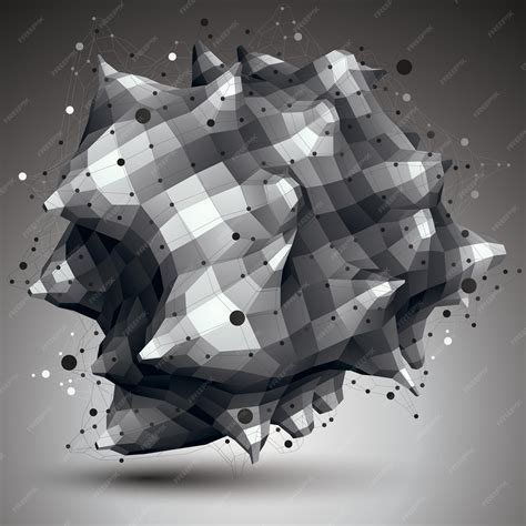 Premium Vector Asymmetric 3d Abstract Object With Connected Lines And
