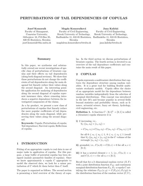 Pdf Perturbations Of Tail Dependencies Of Copulas