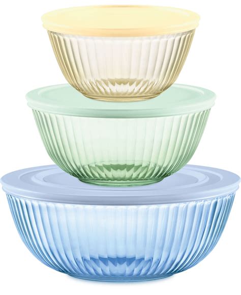 Pyrex Colors Sculpted Tinted Dreams 6 Pc Mixing Bowl Set In Multi