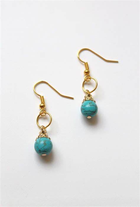 Small Turquoise Earrings Handmade Jewelry By Almacastro