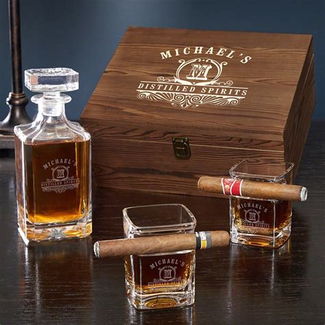 Custom Whiskey And Cigar Glass T Set Engraved Bourbon Rocks Glass