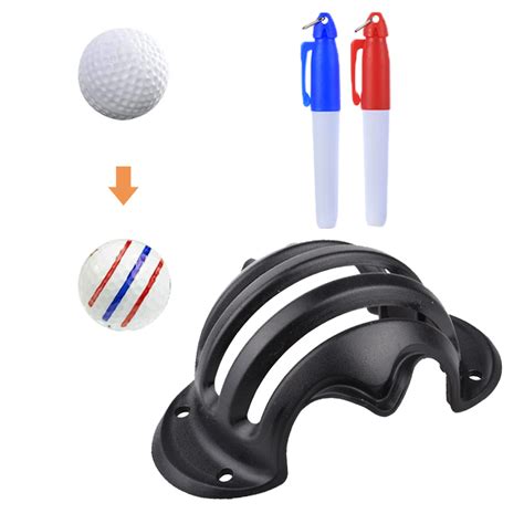 3line Golf Ball Triple Track Line Marker Stencil With 2 Pens Golf Ball
