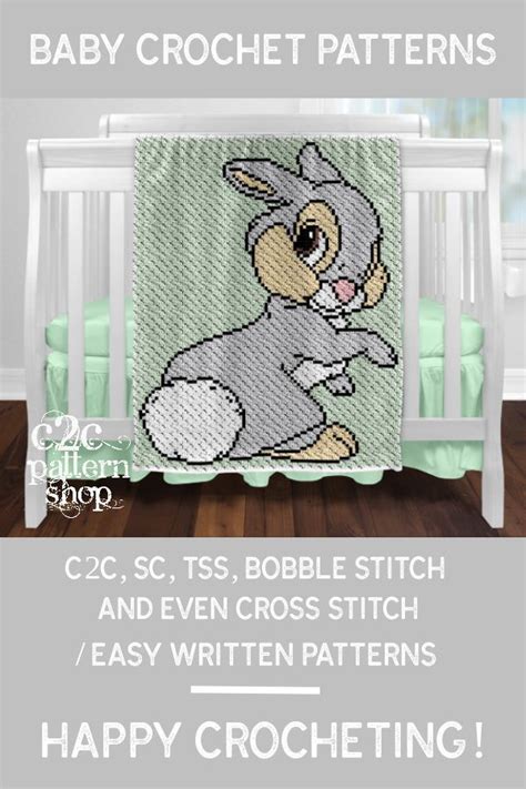Mini C2c Thumper Rabbit Cartoon Crochet Pattern C2c Graphgan C2c