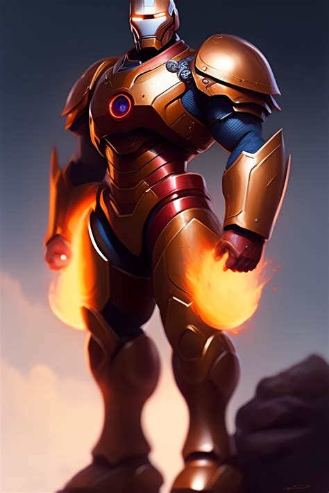 Lexica Full Body Potrait Ironman Iron Giant Fire King Elf Ascendant