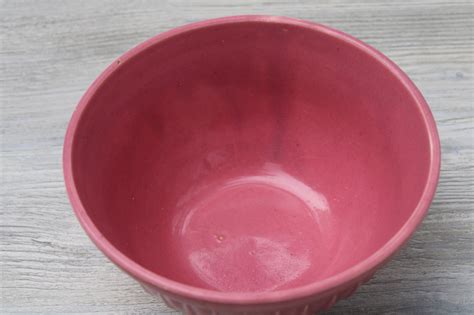 Mid Century Vintage Usa Pottery Rose Pink Color Ceramic Mixing Bowl