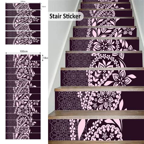 Pegatina De Escalera Con Patr N De Flores Retro Musulmanas Vinilo