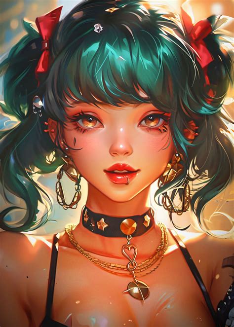 Beautiful Cute Anime Girl Poster Picture Metal Print Paint By