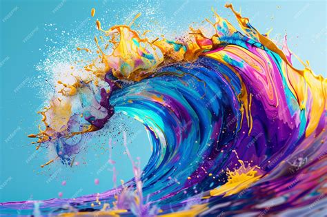 Colorful Ocean Wave Abstract Design A Close Up Of A Colorful Wave In The Ocean A Close Up View