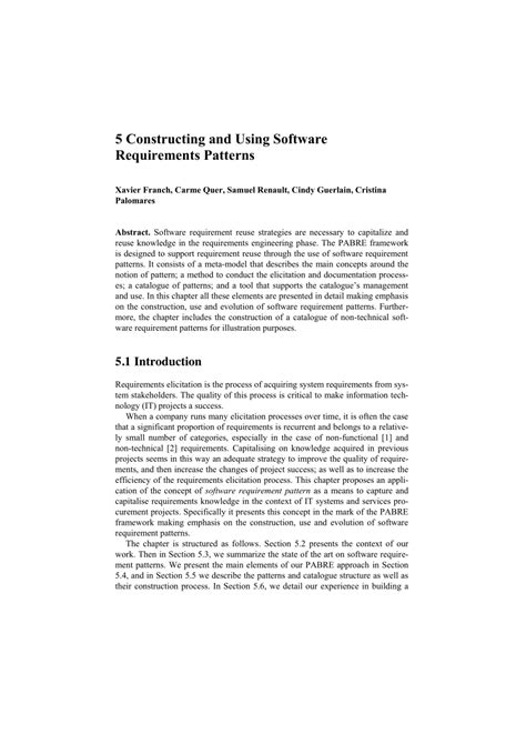Pdf Constructing And Using Software Requirement Patterns