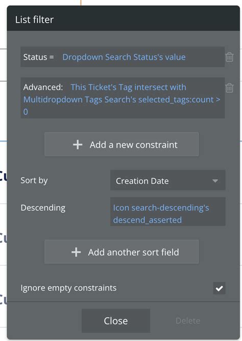 intersect with only showing first item database bubble forum
