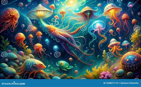 Symphony Of The Deep A Watercolor Dance Of Bioluminescent Life Ai