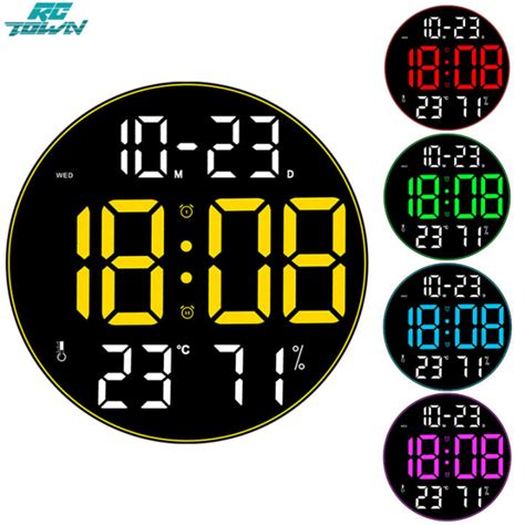 Digital Alarm Clock Time Date Week Temperature Display Wall Mounted