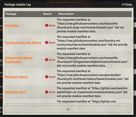 Unable To Installupdate Most Modules Since V10 Upgrade Rfoundryvtt