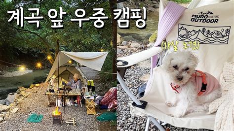 첫 캠핑 브이로그🏕️ㅣ2박 3일 계곡 앞 우중 캠핑ㅣ18살 강아지ㅣ벤츠 기브앤레이스 원터치 텐트ㅣ가평물골숲캠핑장ㅣ엽떡 밀키트