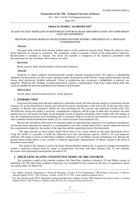 Pdf Elastic Plastic Modelling Of Reinforced Concrete Beam Implementation And Comparison With