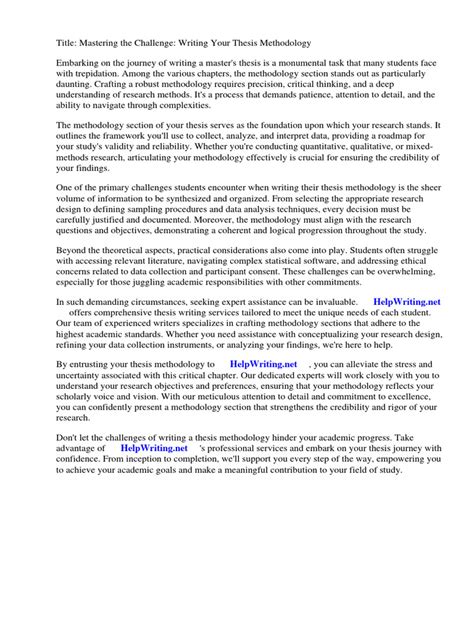 Writing Master Thesis Methodology Pdf Methodology Thesis