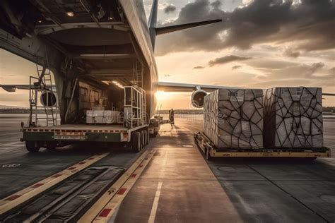 Loading Cargo Outside Cargo Plane Neural Network Ai Generated Stock Illustration Illustration