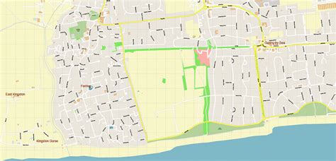 Worthing Area Uk Map Vector City Plan High Detailed Street Map Editable