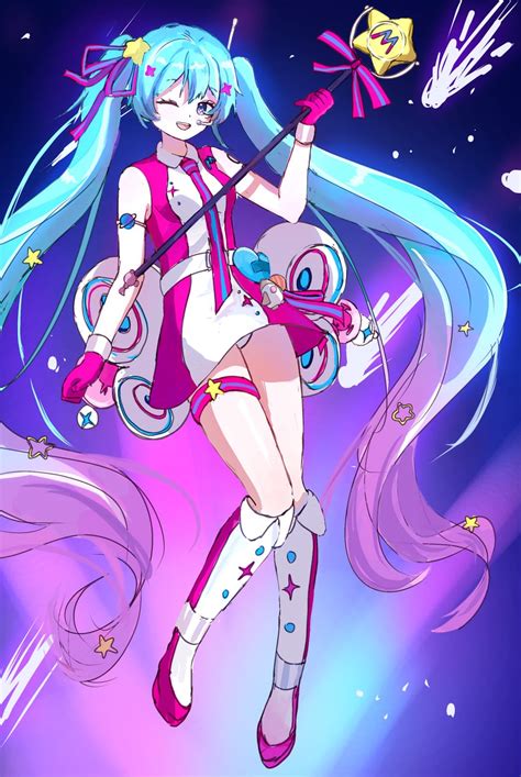 Hatsune Miku And Magical Mirai Miku Vocaloid And 2 More Drawn By