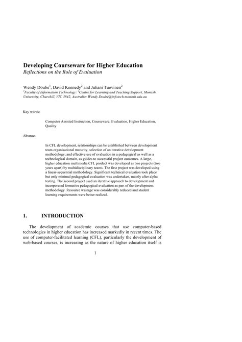 Pdf Developing Courseware For Higher Education