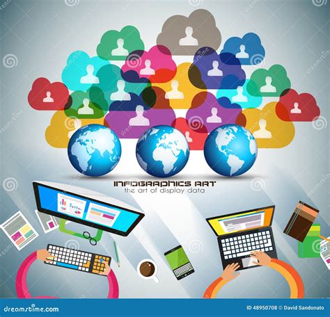 Infographic Teamwork And Brainstorming With Flat Style Stock Vector