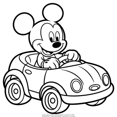 Kleurplaat Mickey Mouse In Auto Gratis Kleurplaten Om Te Printen Voor Kinderen