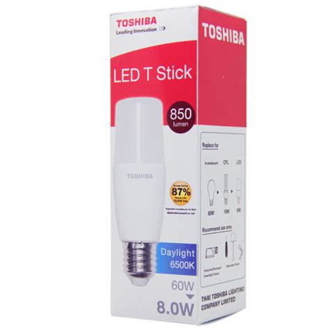 Toshiba หลอดไฟ Led Stick 8 วัตต์ ขั้ว E27 สีขาว ทรงเรียว ให้แสงคุณภาพ