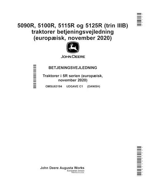 John Deere 5090R 5125R 5115R 5100R Issue C1 Tractor Pdf Operator S
