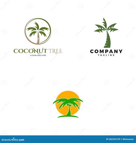 Set Of Coconut Tree Icon Vector Logo Template Illustration Design Stock
