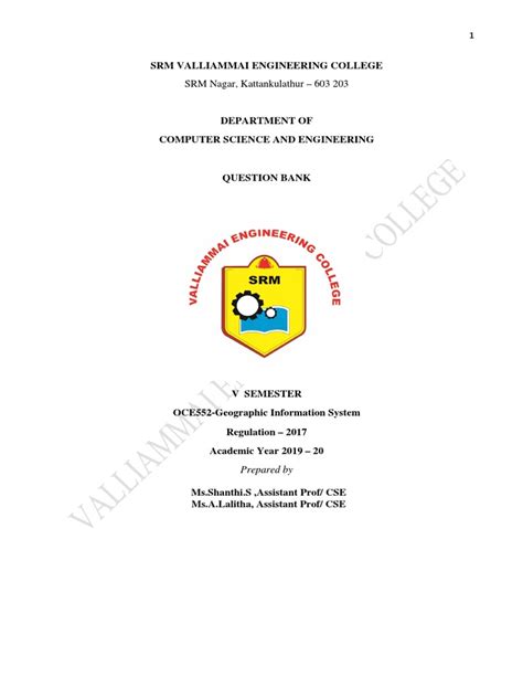 Gis Question Bank Srm Valliammai Pdf Pdf Spatial Analysis Geographic Information System