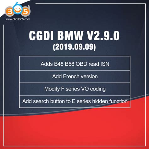 Cgdi Bmw V290 Adds B48 B58 Isn Obd Reading Car Key Programmer Blog