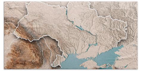 Ukraine 3d Render Topographic Map Neutral Border Beach Sheet By Frank