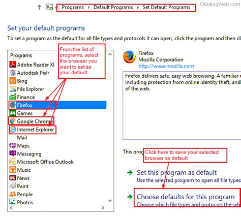 How To Set Chrome Or Firefox As Your Default Browser Orbiting Web