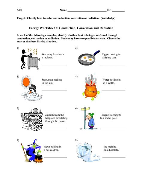 Conduction Convection And Radiation Worksheet E