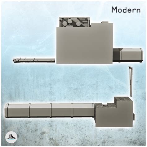 Hartolia Miniatures Checkpoint With Gate Two Buildings And Concrete