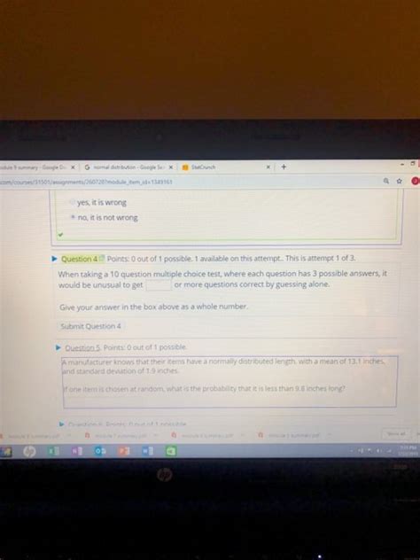 Solved When Taking A 10 Question Multiple Choice Test Where