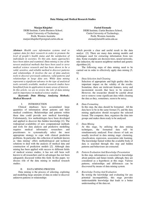 Data Mining Healthcare And Clinical Databases