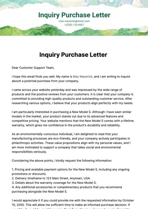 Free Inquiry Purchase Letter Template Edit Online And Download