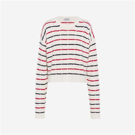 W 미우 미우 오버사이즈 캐시미어 스웨터 화이트 Miu Miu Kream