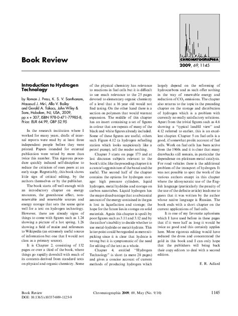 Pdf Introduction To Hydrogen Technology