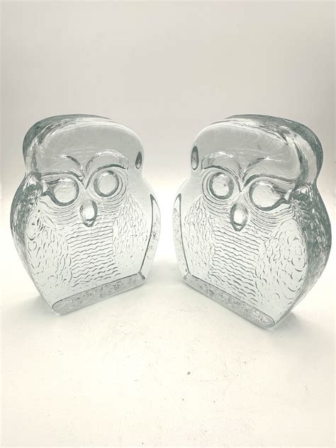 Blenko Pair Of Owl Bookends