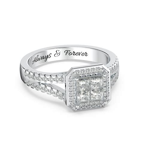 Princess Cluster Engagement Ring
