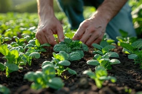 A Farmer Using Organic Farming Methods To Grow Vegetables Without