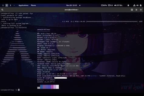 Anna Themed Arch Linux Gnome Desktop R Waifubartending