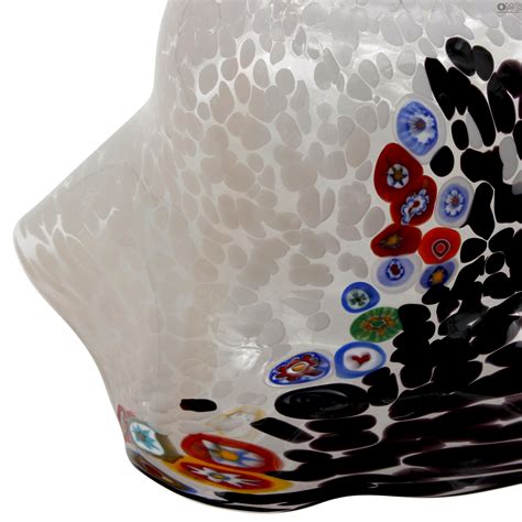 Bowl Centerpiece Rainbow White Original Murano Glass Omg