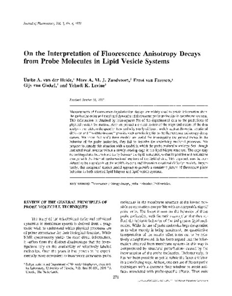 Pdf On The Interpretation Of Fluorescence Anisotropy Decays From