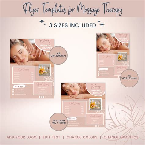 Editable Massage Therapy Flyer Pack Printable Massage Flyers A4 And A5