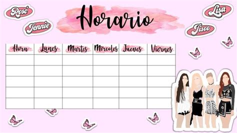 HORARIO BLACKPINK Horario De Escuela Horarios Para Imprimir Horario
