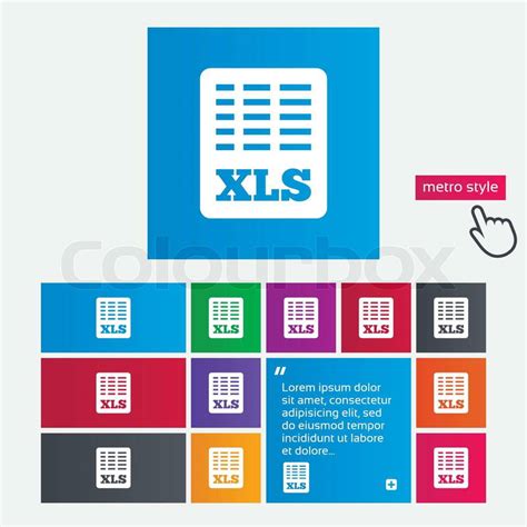 Excel File Document Icon Download Xls Button Xls File Symb Colourbox