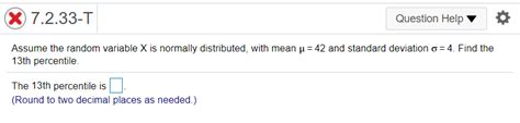 Solved X 7233 T Question Help Assume The Random Variable X